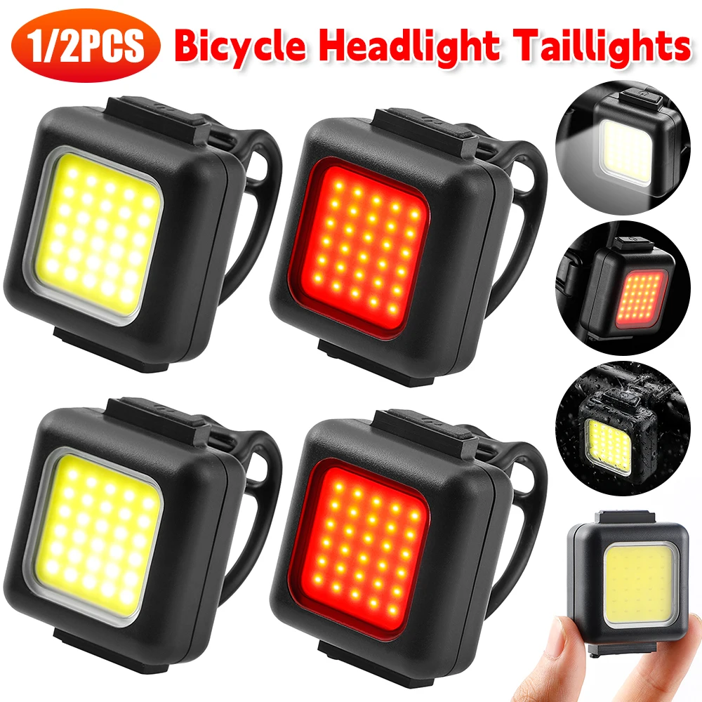 Bicycle-Lights-COB-LED-Bicycle-Front-Rear-Light-130LM-80LM-Waterproof ...