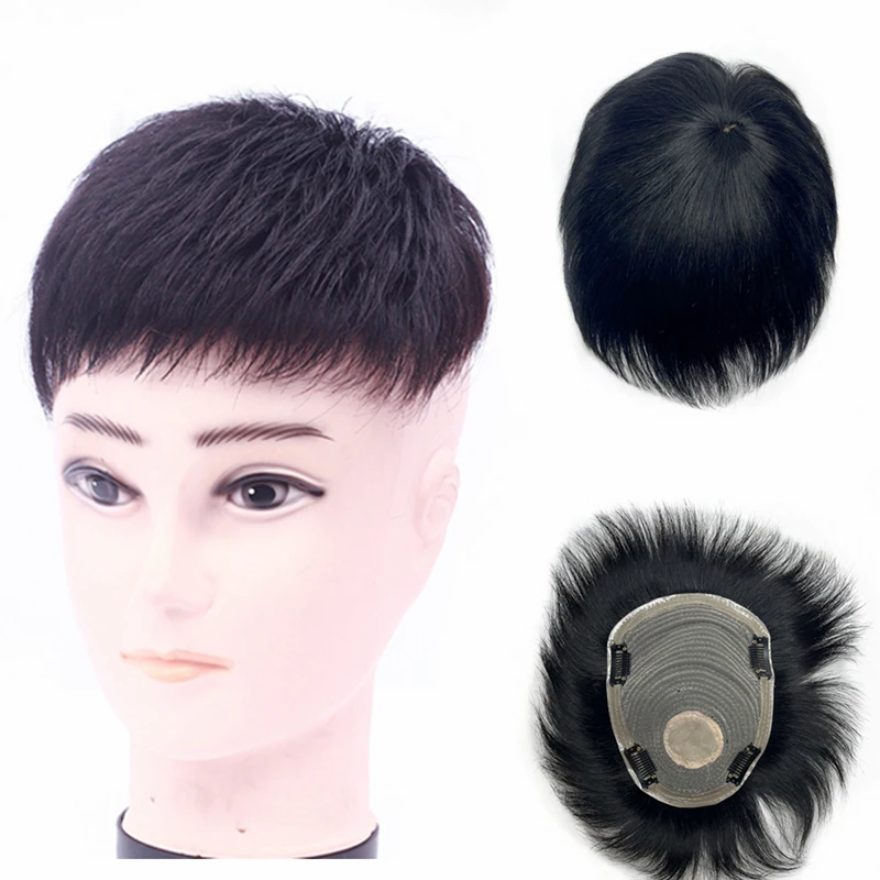 Male-Hair-Prosthesis-Natural-Black-Human-Hair-Complement-Men-s ...