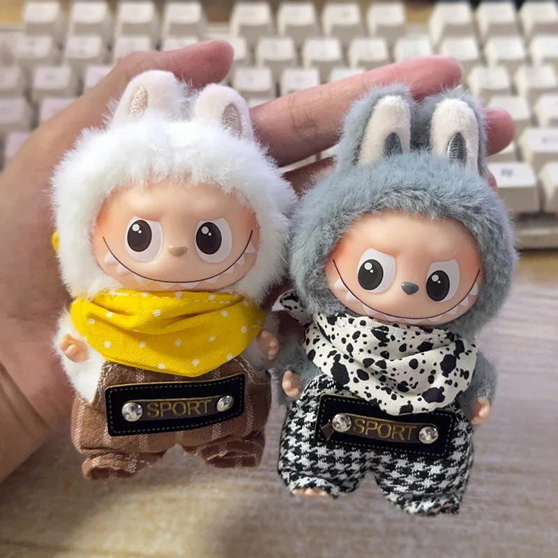 Nuevo mono a rayas con código de corazón Mini Labubu de 4. a generación ...