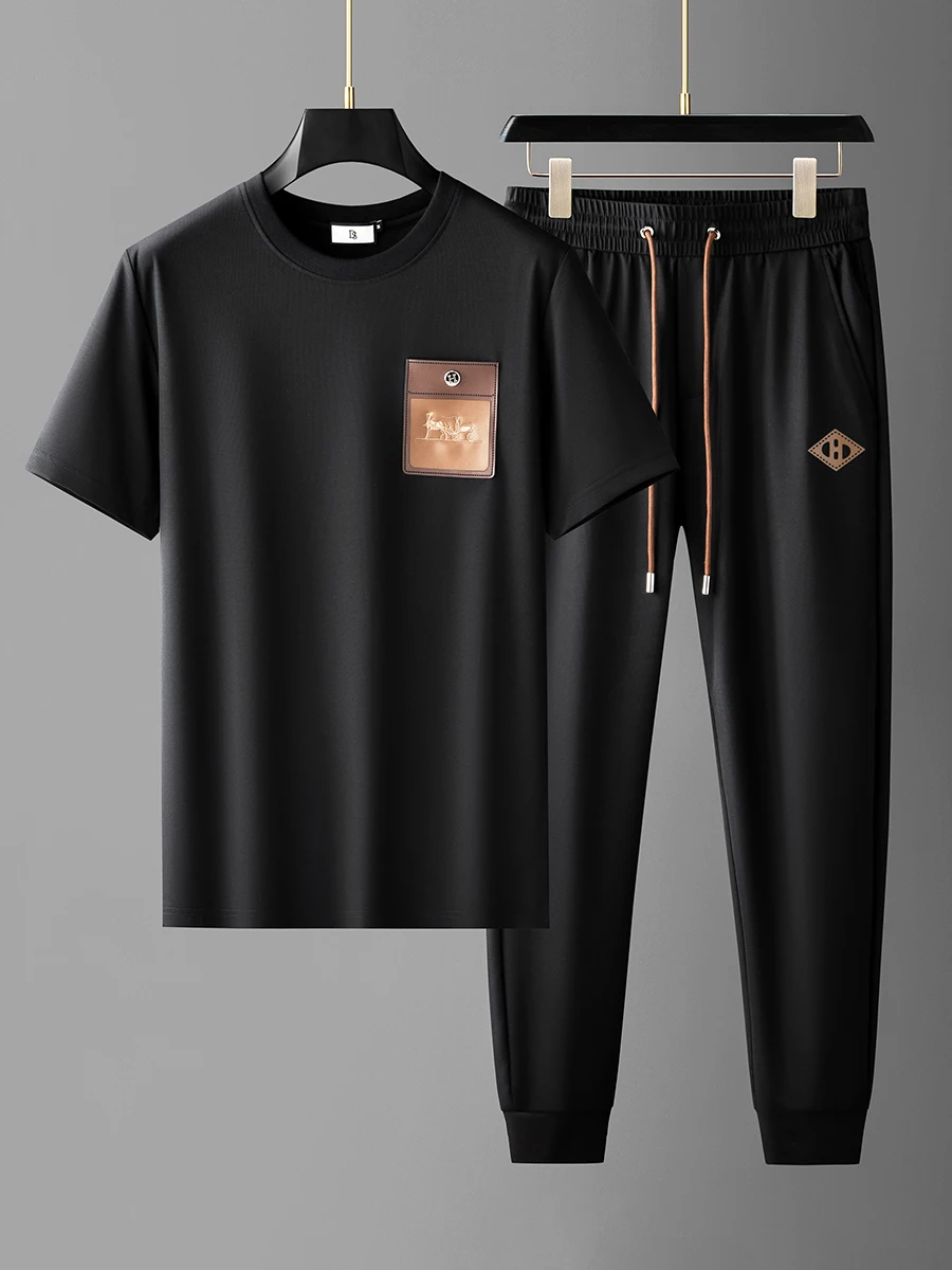 JSBD-NZ-Summer-high-end-ice-silk-texture-Waffle-two-piece-men-s-slim ...