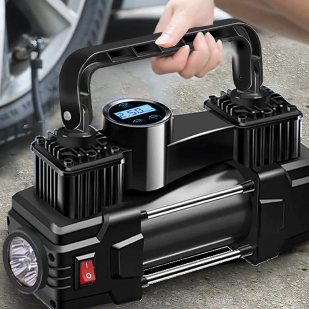 12V 150PSI Mini Air Compressor Dual Cylinder Heavy Duty Tire Inflator ...