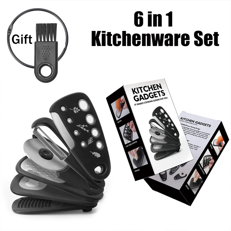 Stackable-Kitchen-Gadgets-6-Piece-Melon-Grater-Herb-Cutter-Garlic ...