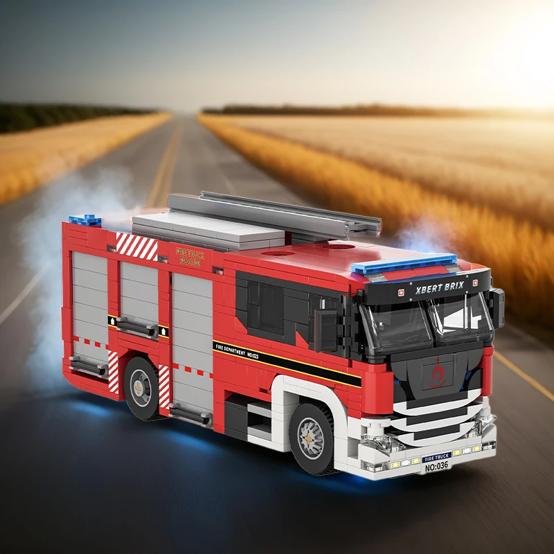 704PCS Fire Truck Building Blocks City Engineering Rescue Vehicle Model ...
