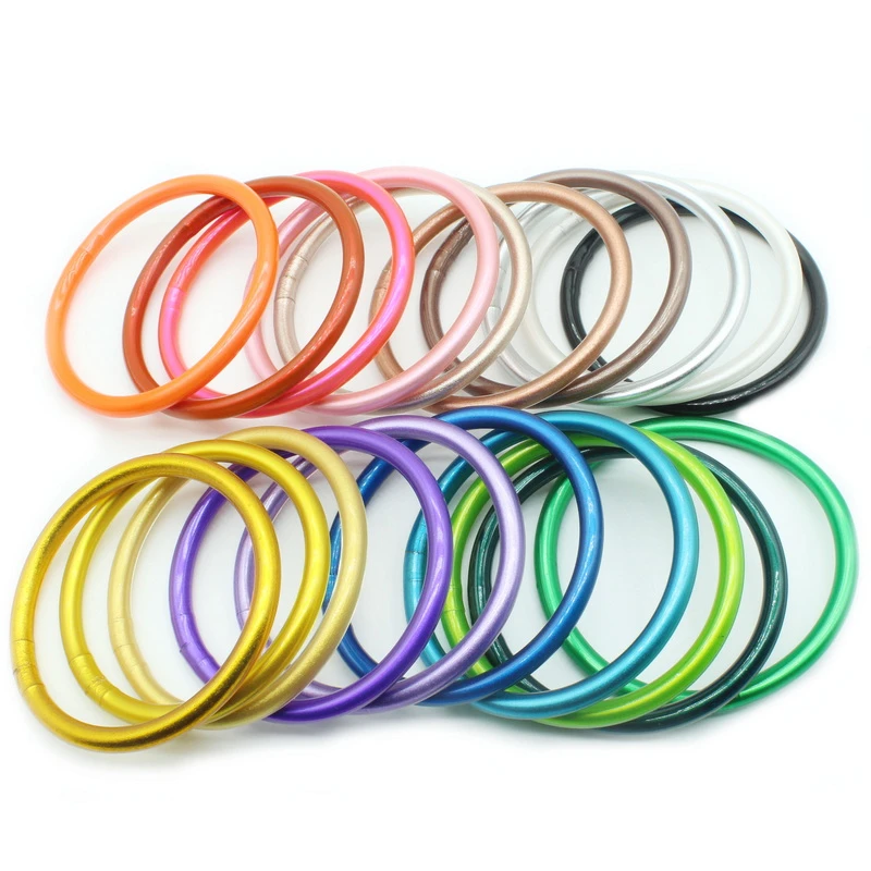 Lightweight 20 Colors Glitter Filled Jelly Silicone Bangle 1pcs For ...