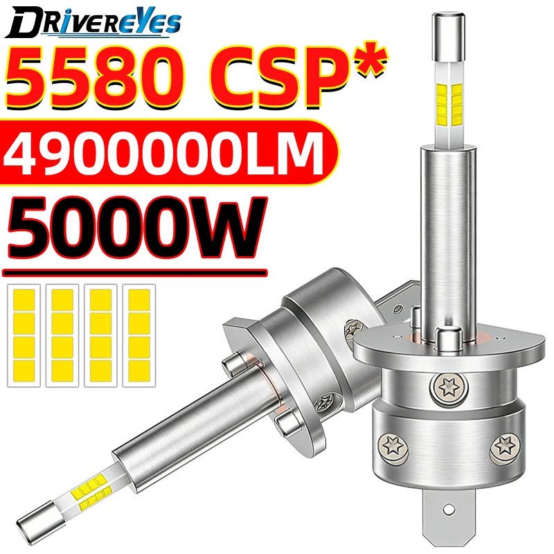 3D CSP H1 H7 LED Headlight Canbus 5000W Car Bulbs 1:1 Mini Diodes 360 ...