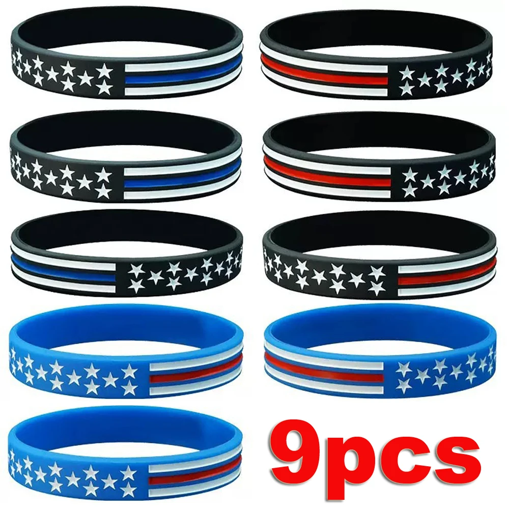 3/6/9 Pack American Prayer Justice Freedom Silicone Wristbands for Men ...