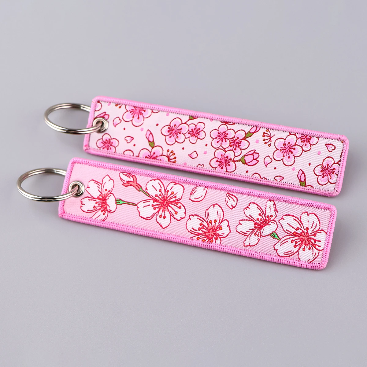Sakura Embroidery Key Fobs Cherry Blossom Key Tags Pink Keychains for ...