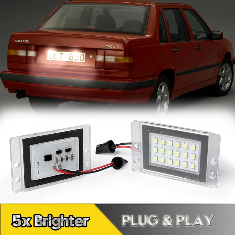 2Pcs-Canbus-LED-Number-License-Plate-Lights-Lamps-For-Volvo-850-855 ...