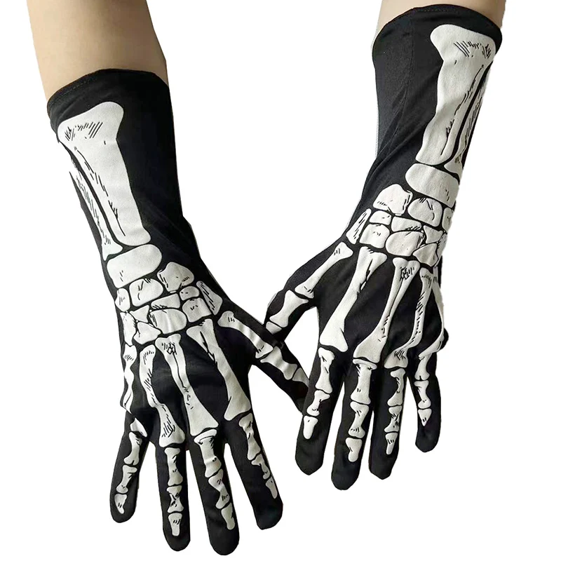 Halloween-Skeleton-Gloves-Unisex-Adult-Full-Finger-Long-Gloves-Glow-in ...