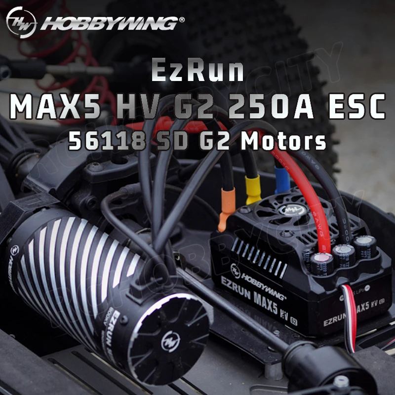 HOBBYWING-EZRUN-MAX5-HV-G2-250A-ESC-56118SD-Motors-Sensored-Brushless ...