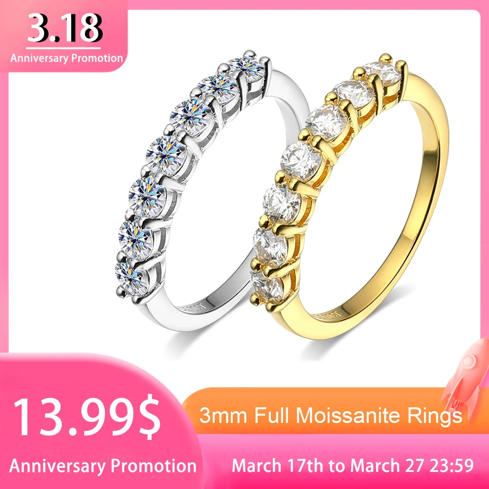 Serenity-Day-Real-D-Color-7-Stones-3mm-Full-Moissanite-Row-Rings-S925 ...