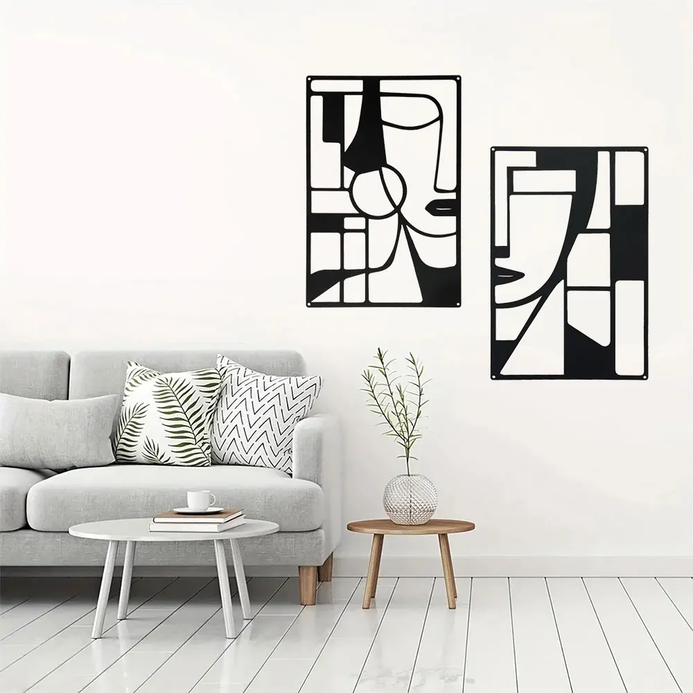 Violaura Abstract Metal Wall Art - Easy to Install Hanging Geometric ...