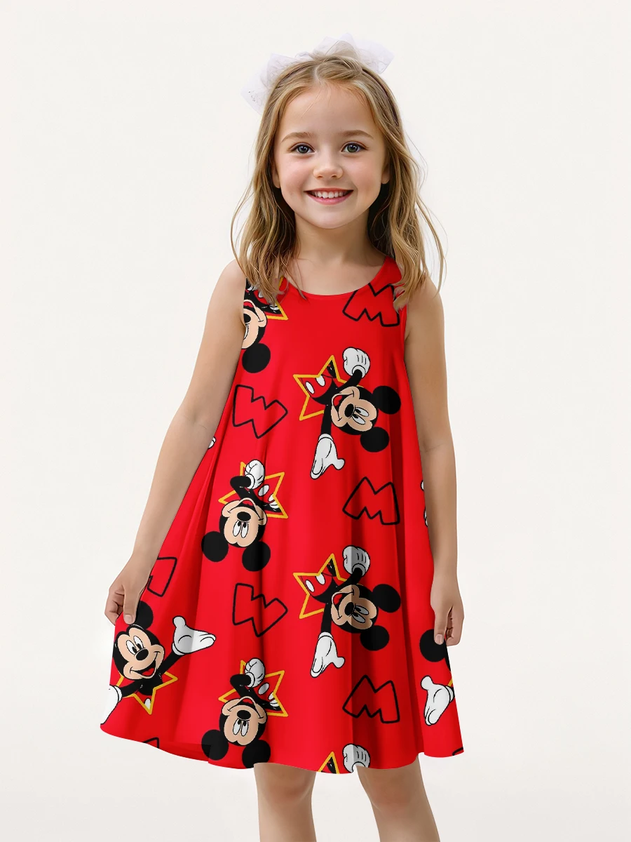 MINISO-Disney-Mickey-Mouse-Summer-Girls-Sleeveless-Dress-Cute-3D-Print ...