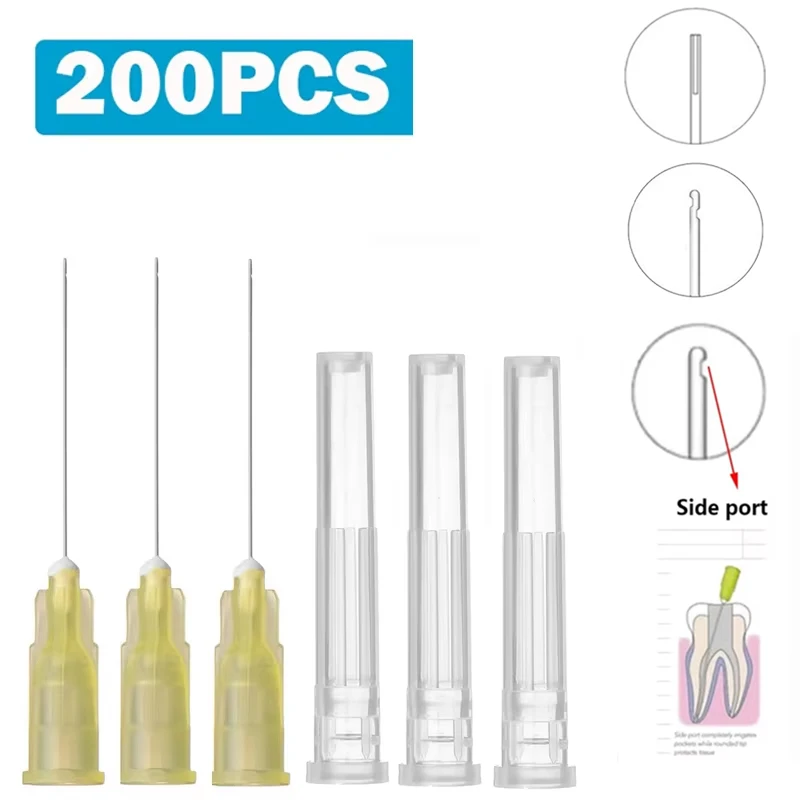 200Pcs Dental Irrigation Needle Tips 30GA Endo Closed Side Hole for ...