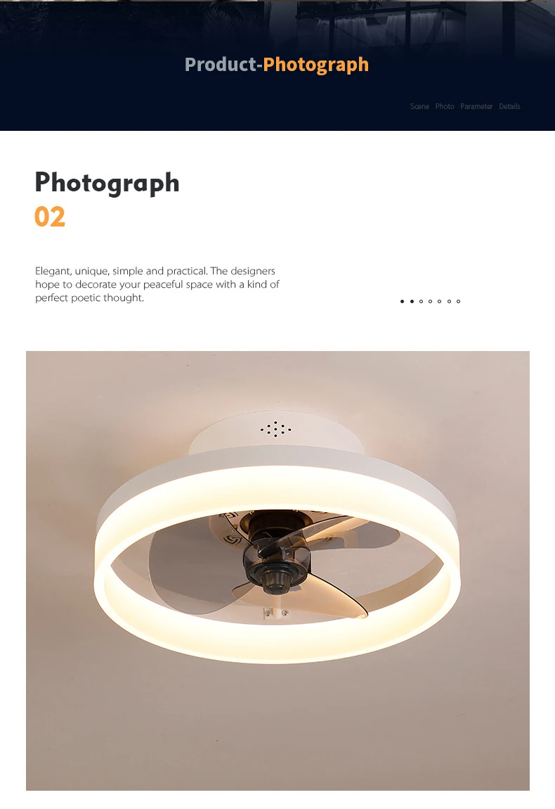 RUMOCOVO Plafonnier LED moderne avec ventilateur GrDC lampes dcoratives intensit variable WHITE ...