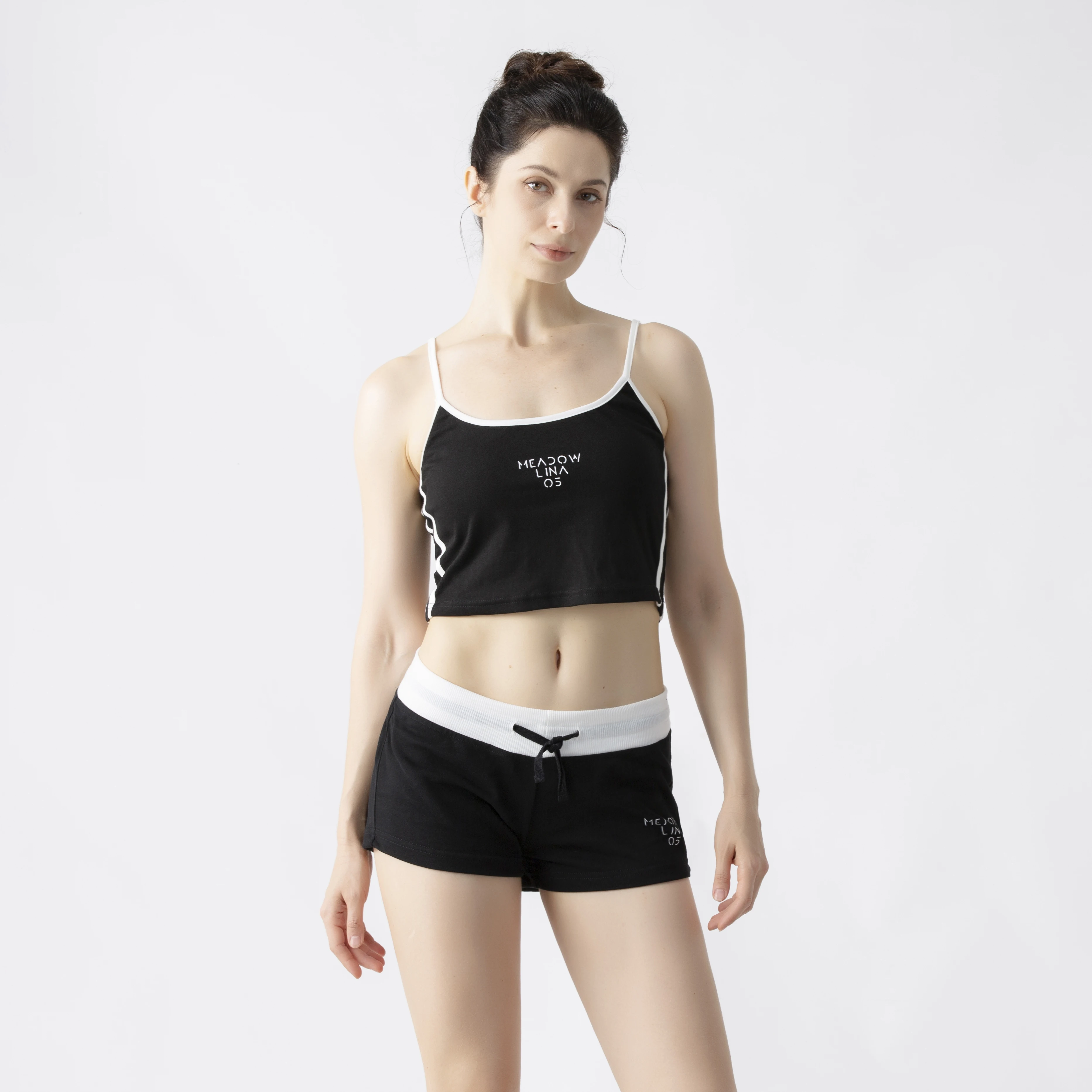 Women's Cotton Two-Piece Set: Cute Halter Top and Shorts - Athleisure ...
