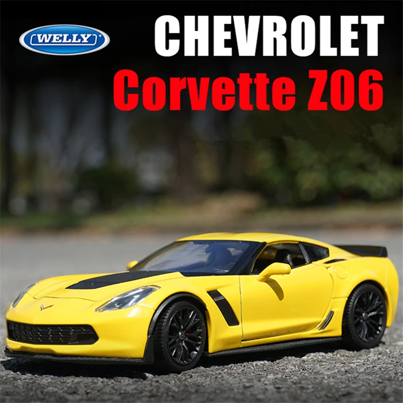 WELLY-1-24-Chevrolet-Corvette-Z06-2017-Alloy-Sports-Car-Model-Diecast ...