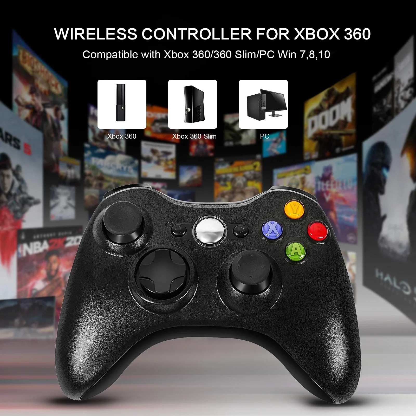 2-4G-Wired-Gamepad-Gaming-Controller-For-Xkey-Xbox-360-PC-Video-Game ...