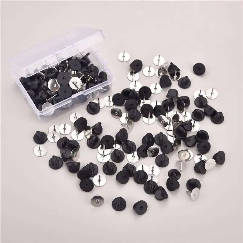 50-100Pcs-Black-White-PVC-Rubber-Brooch-Pin-Backs-Comfort-Fit-Tie-Tack ...