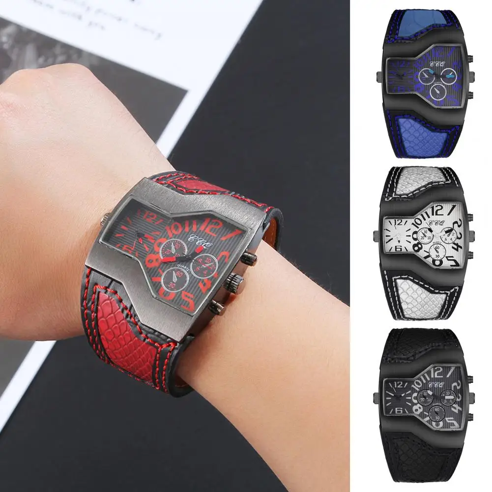 Men Quartz Watch Waterproof Big Dial Multiple Time Zone Digital Display ...