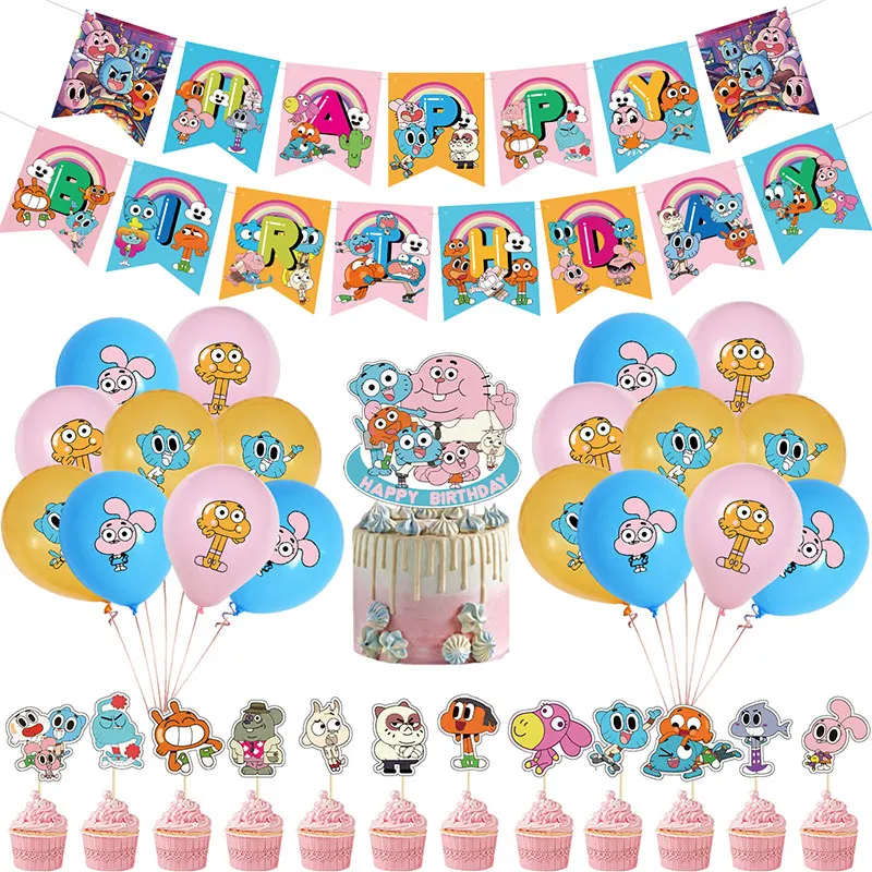 Amazing World of Gumball Banner Girl Birthday Party Decoration Supply ...