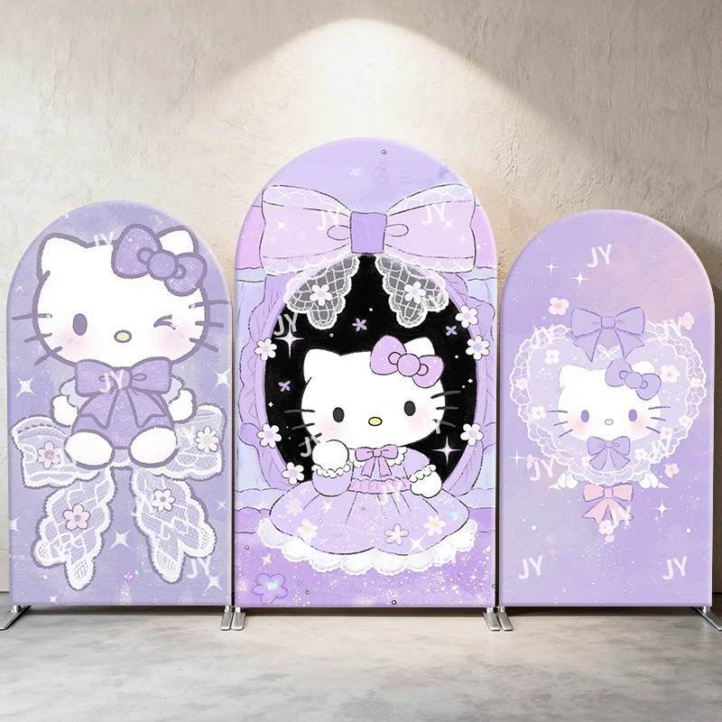 Hello Kitty Arch Backdrop Cover Lavender Lace Elegant Cute Cartoon ...