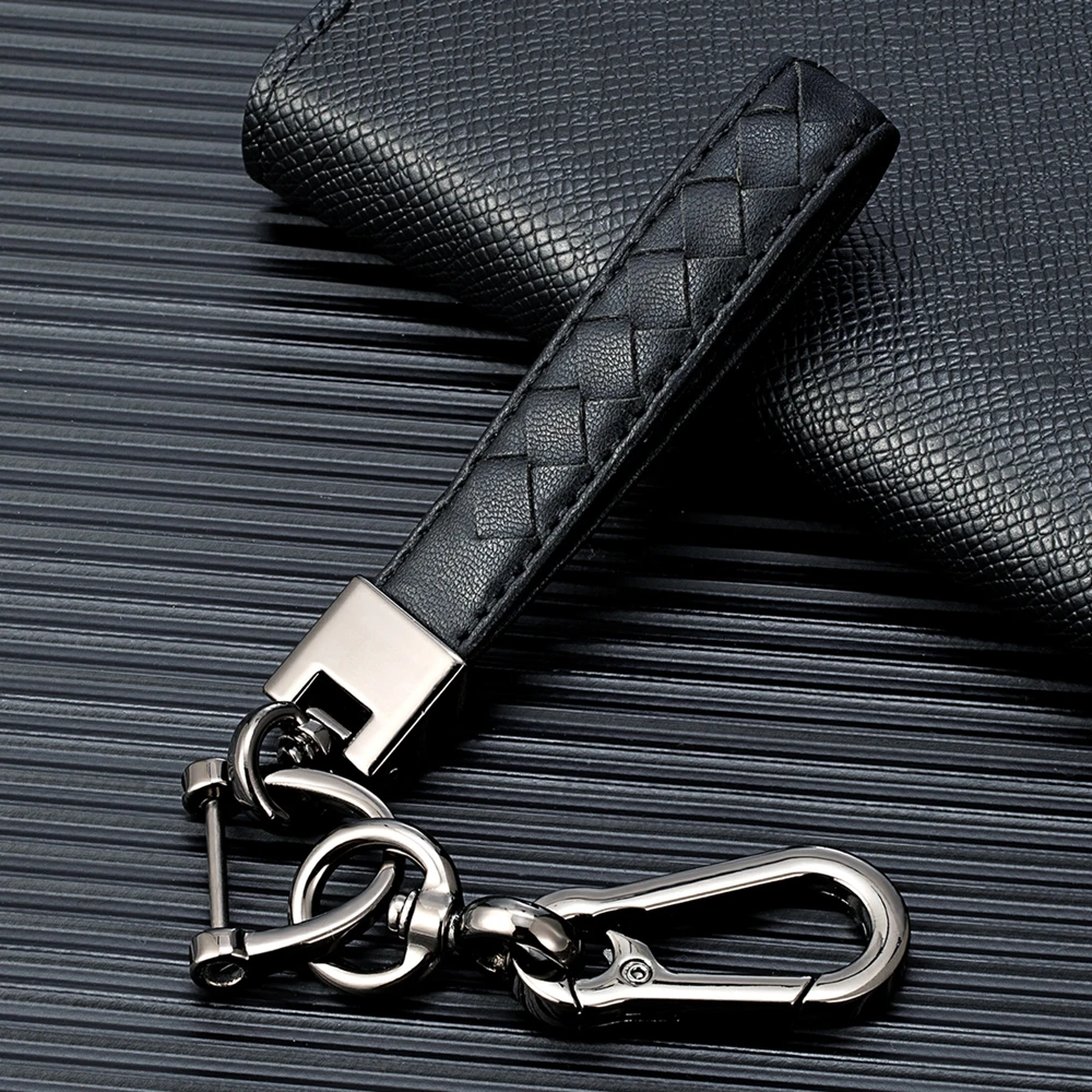 MKENDN-Hand-Woven-Lambskin-Car-KeyChain-Detachable-Metal-360-Degree ...