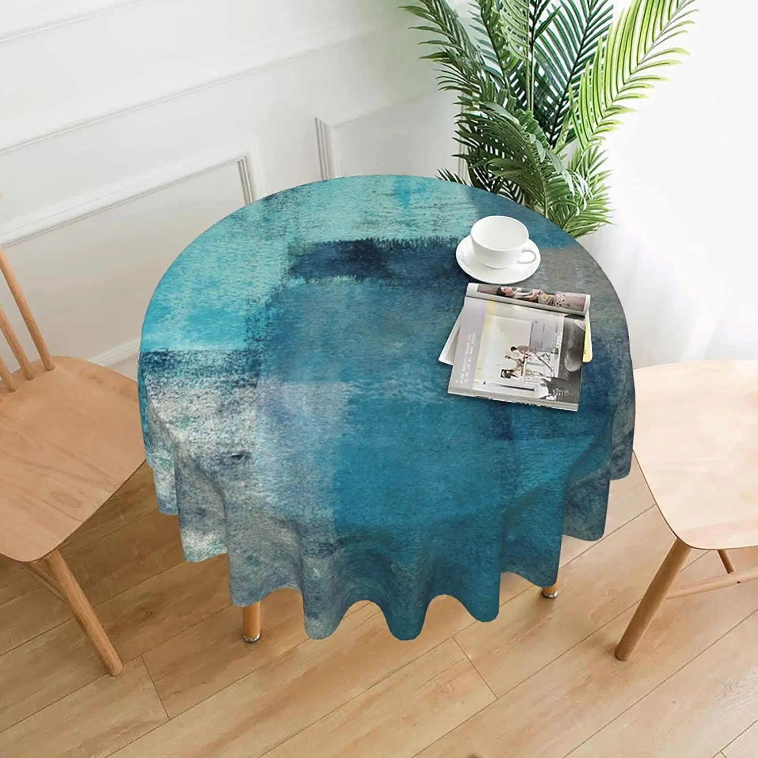 sorfbliss-Teal-Turquoise-Tablecloth-Round-Blue-Grey-Farmhouse-Table ...