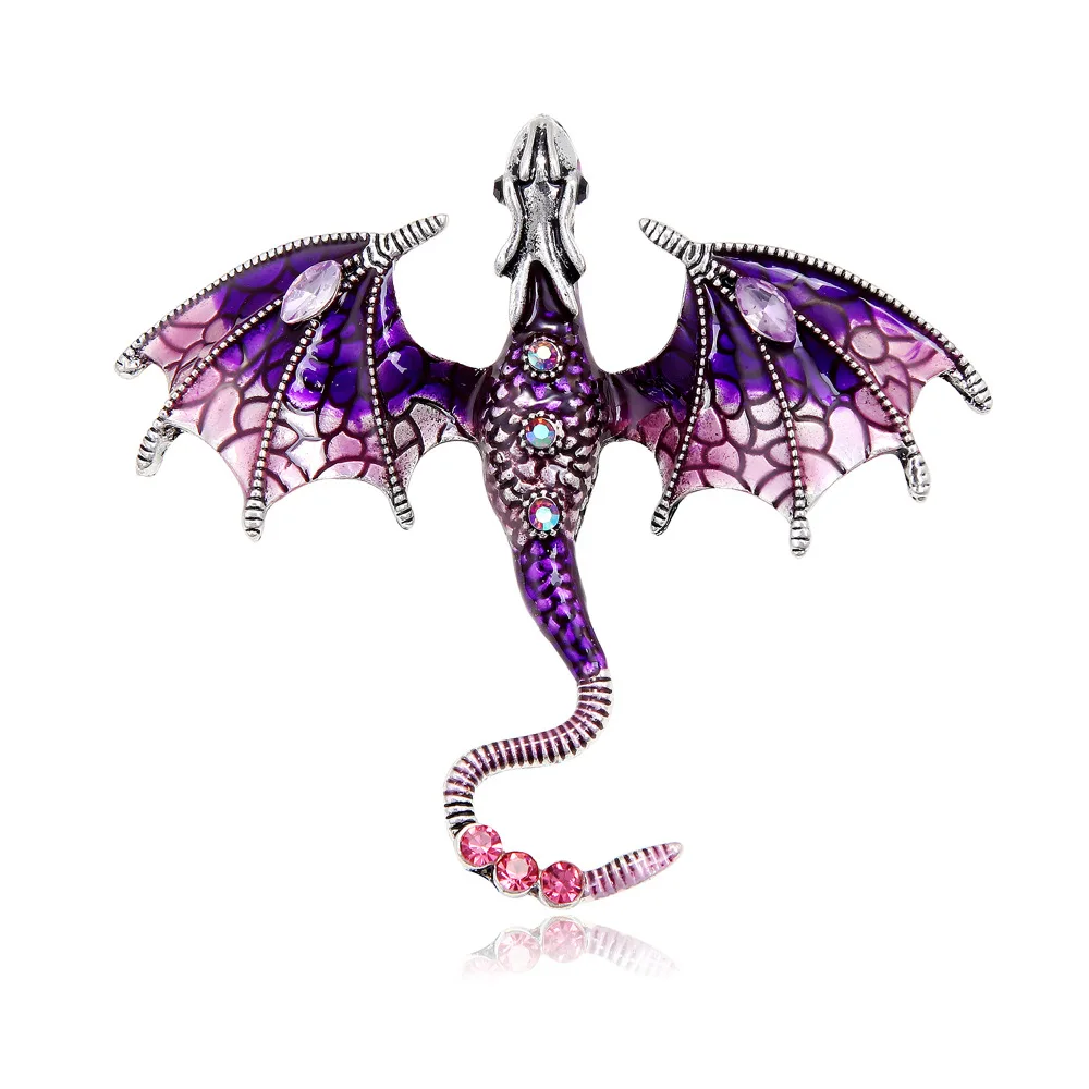 6-colors-Retro-Enamel-Dragon-Brooches-For-Women-Men-Unisex-Rhinestone ...
