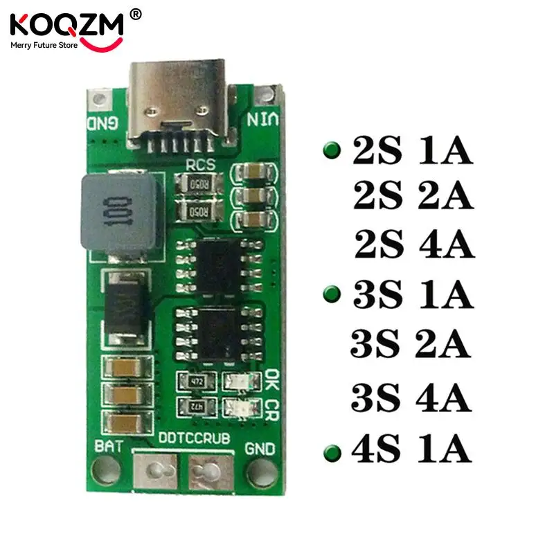 Placa de cargador de batería de litio tipo C BMS 2S 3S 4S 1A 2A 4A 18650, módulo elevador de ...