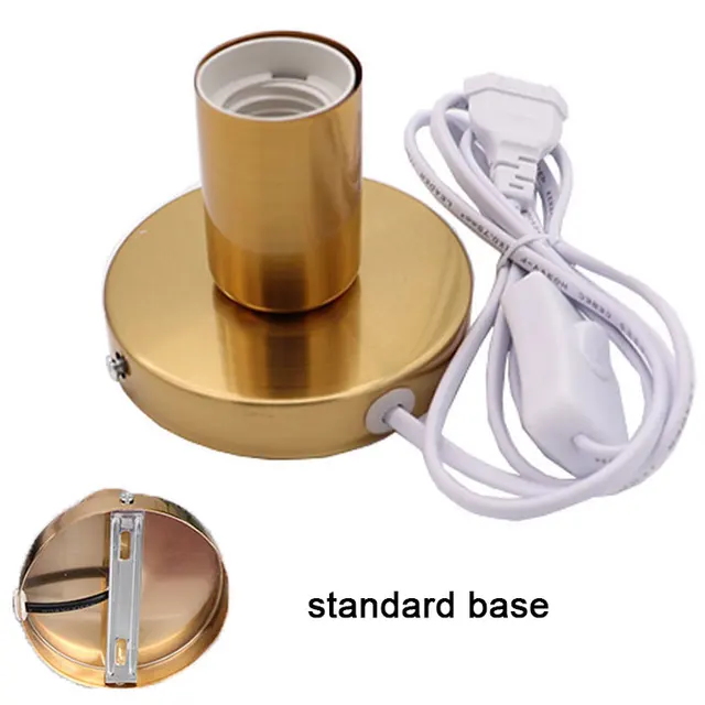 Anti-Slip Metal Desktop Lamp Base 180cm Cord E27 E26 Base Holder with ...