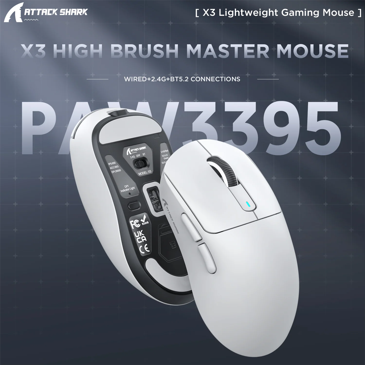 X3-PixArt-PAW3395-Bluetooth-Mouse-2-4G-Tri-Mode-Connection-26000dpi ...