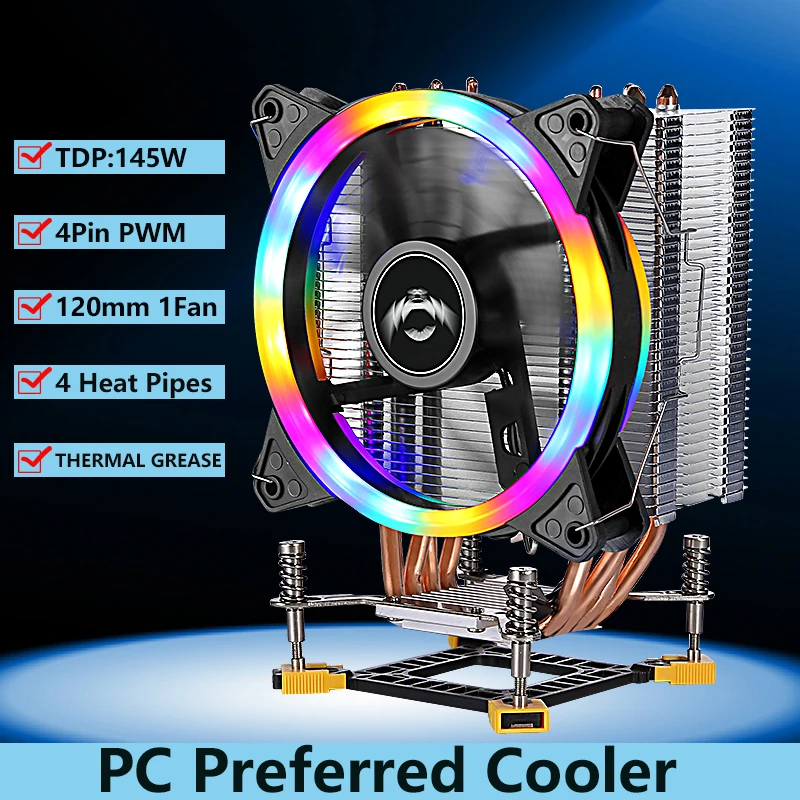 QIUzAim-CPU-Cooler-4-Heat-Pipe-Tower-Radiator-PC-Air-cooled-Cooling ...