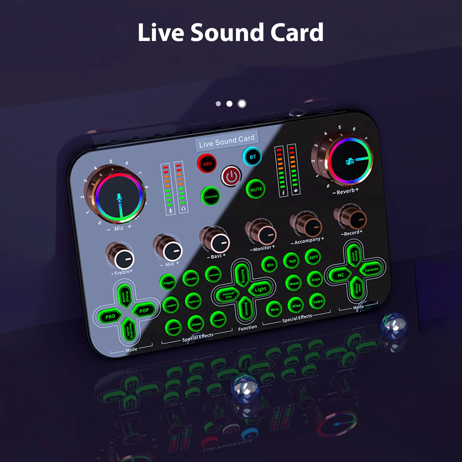 Live Sound Card Audio Recording Desktop Singing BT 48V XLR Phantom ...