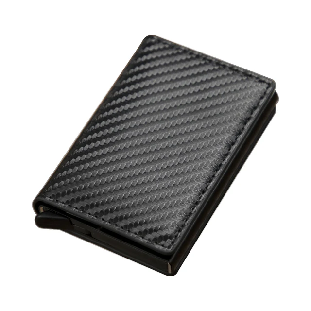 SEMORID Carbon Fiber Wallets Men RFID Black PU Leather Slim Mini Wallet ...