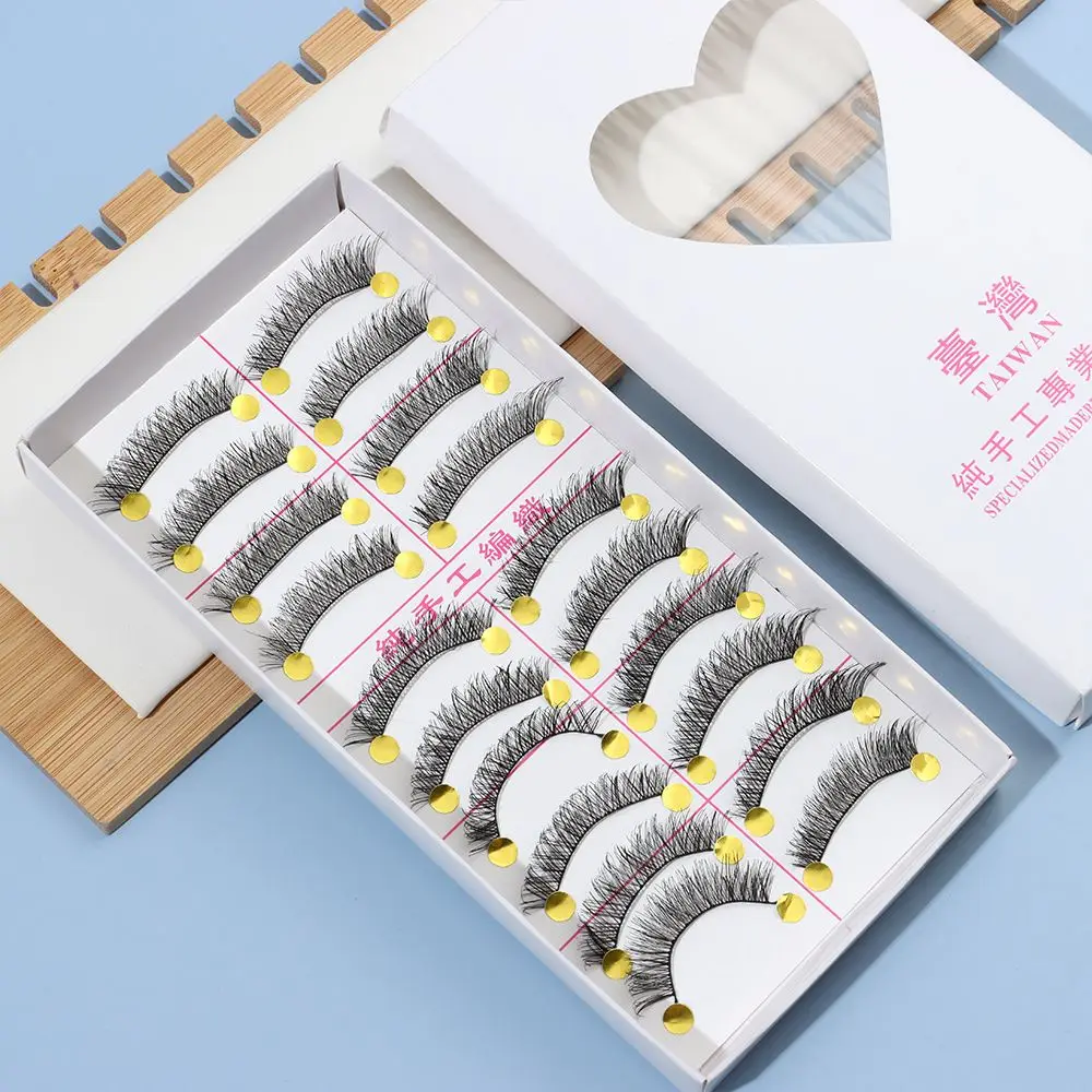 10-Pairs-Handmade-Soft-Natural-Thick-Wispy-Long-False-Fake-Eyelashes ...
