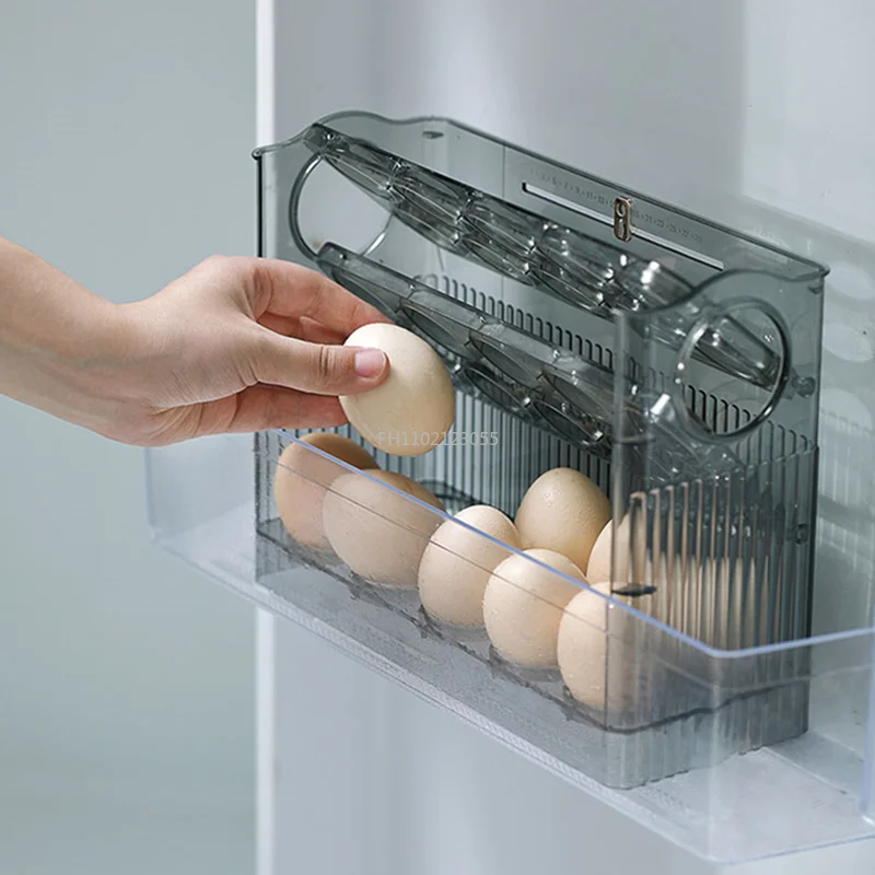 3-Layer-Flip-Fridge-Door-Egg-Storage-Rack-Tray-Container-Space-Saver ...