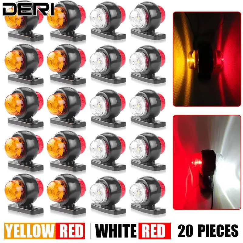 10x LED Double Sides Marker Lights Warning Lamp 12V 24V Red White Amber ...