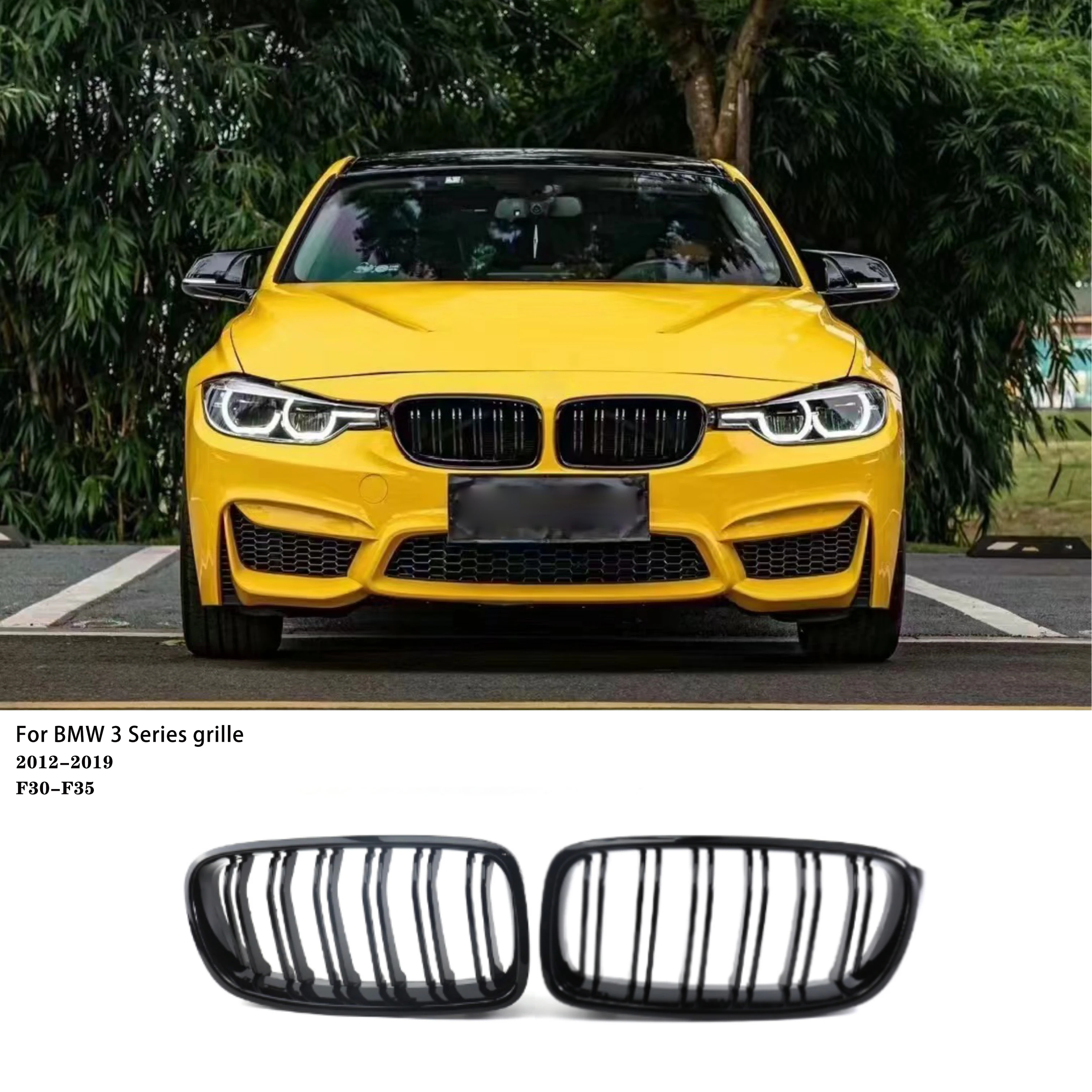 2012-2019 Body Accessories Car Front Grillz Piano Black Dual Line ...