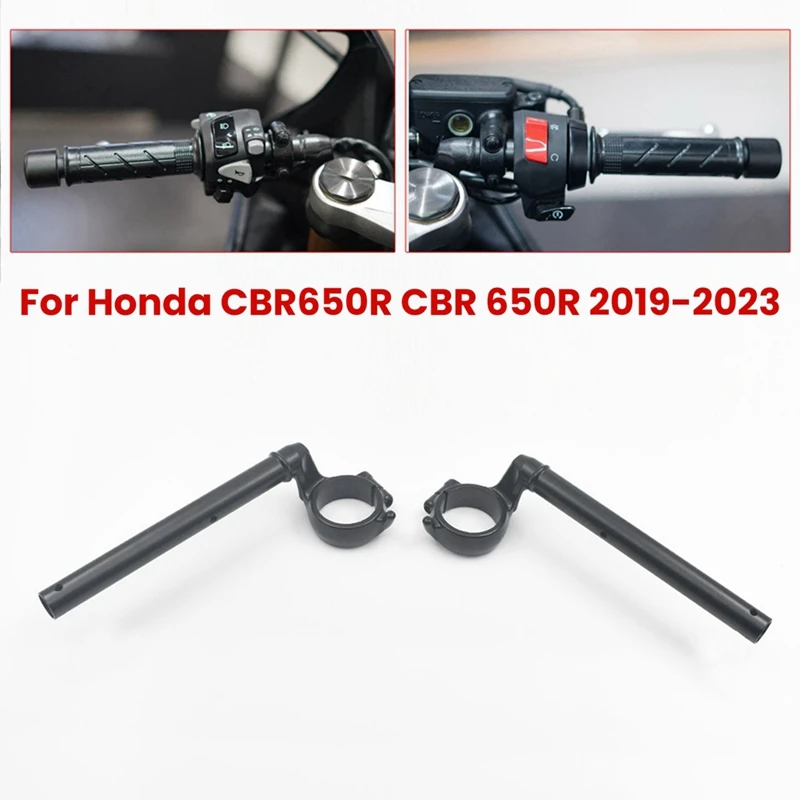 Motorcycle-Black-Handle-Bar-Clip-On-Fork-Tube-Handlebars-For-Honda ...