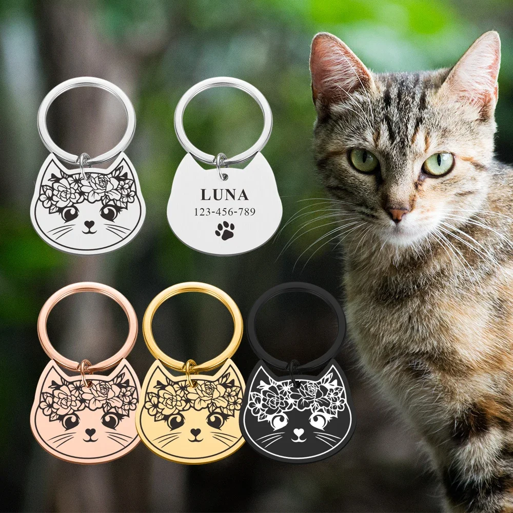 Custom-Pet-Cats-ID-Tag-Personalized-Anti-lost-Pet-Name-Cute-Tags ...