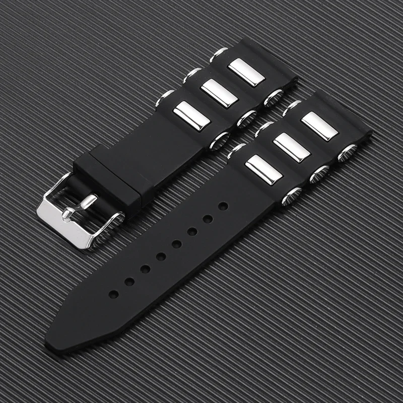 Black-Waterproof-Sport-Silicone-Watch-Strap-for-Seiko-Smartwatch-High ...