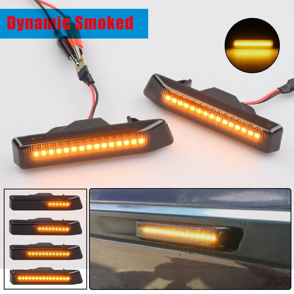 2pc Dynamic Amber LED Side Turn Signal Light Marker Indicator Repeater ...