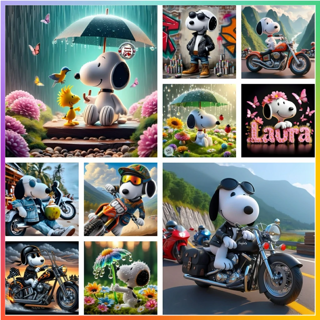 Snoopy-Motor-Cool-Cartoon-Anime-Diamond-Painting-Element-Full-Drill ...