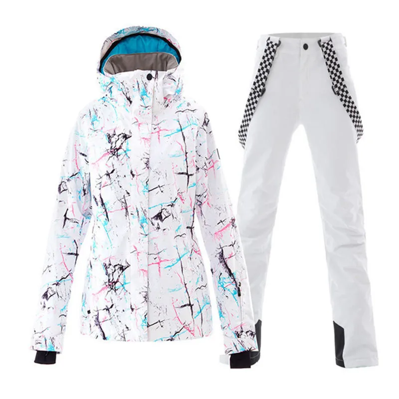 SMN Waterproof Snow Suit for Women, Ski Sets, Jacket and Strap Pants ...
