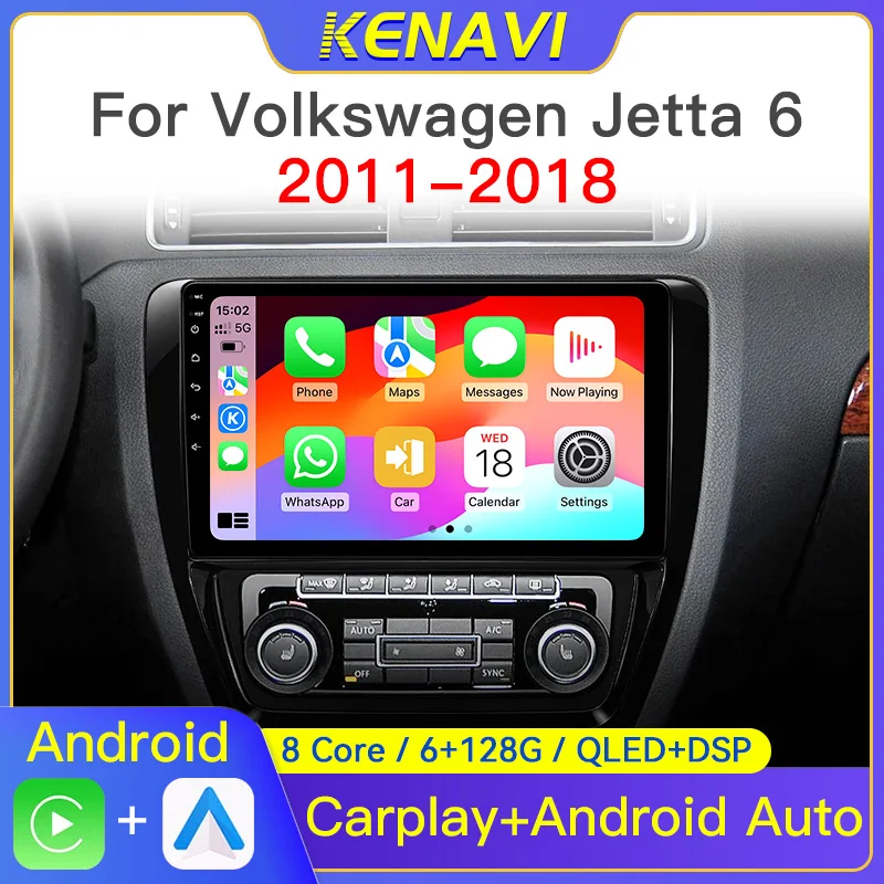 2 Din Android Car Stereo Radio For Volkswagen VW Jetta 6 MK6 2011-2018 ...