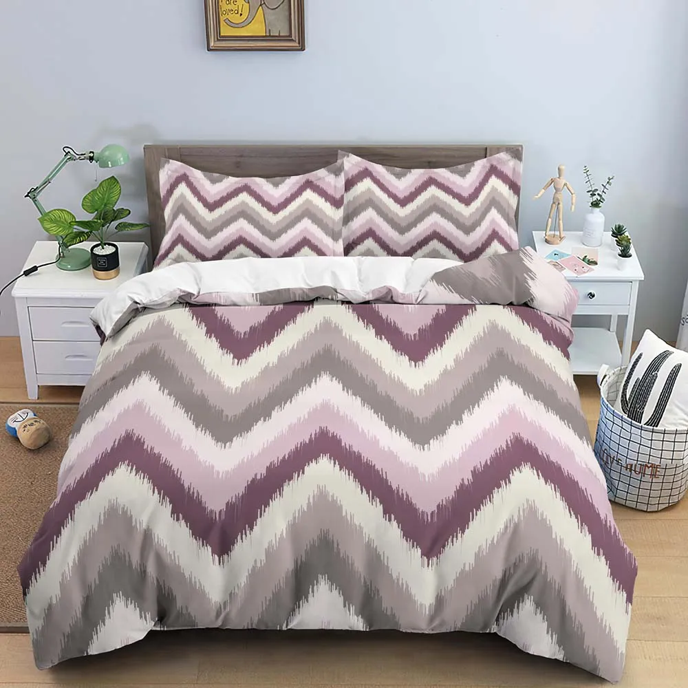 Purple And Grey Chevron Bedding