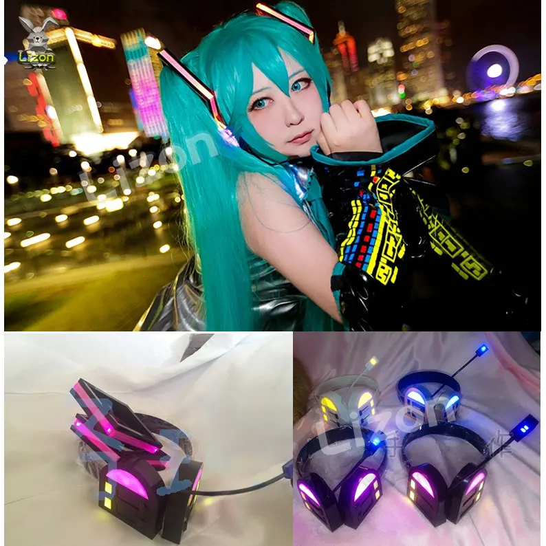 Auriculares-con-luz-Led-para-Cosplay-cascos-con-luz-Led-hechos-a-mano ...