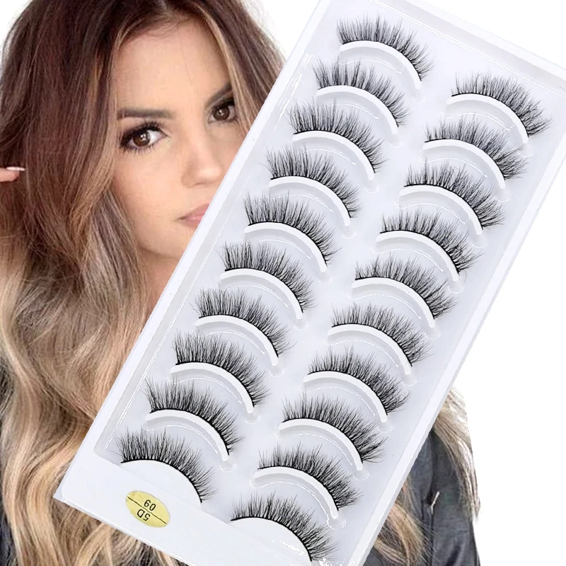 New 10Pairs Handmade 3D mink Lashes Short Fake Eyelashes Cross Messy ...