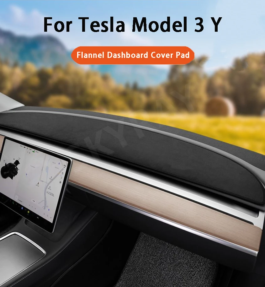Flannel-Dashboard-Cover-Pad-For-Tesla-Model-3-Y-2017-2023-Sunshade ...